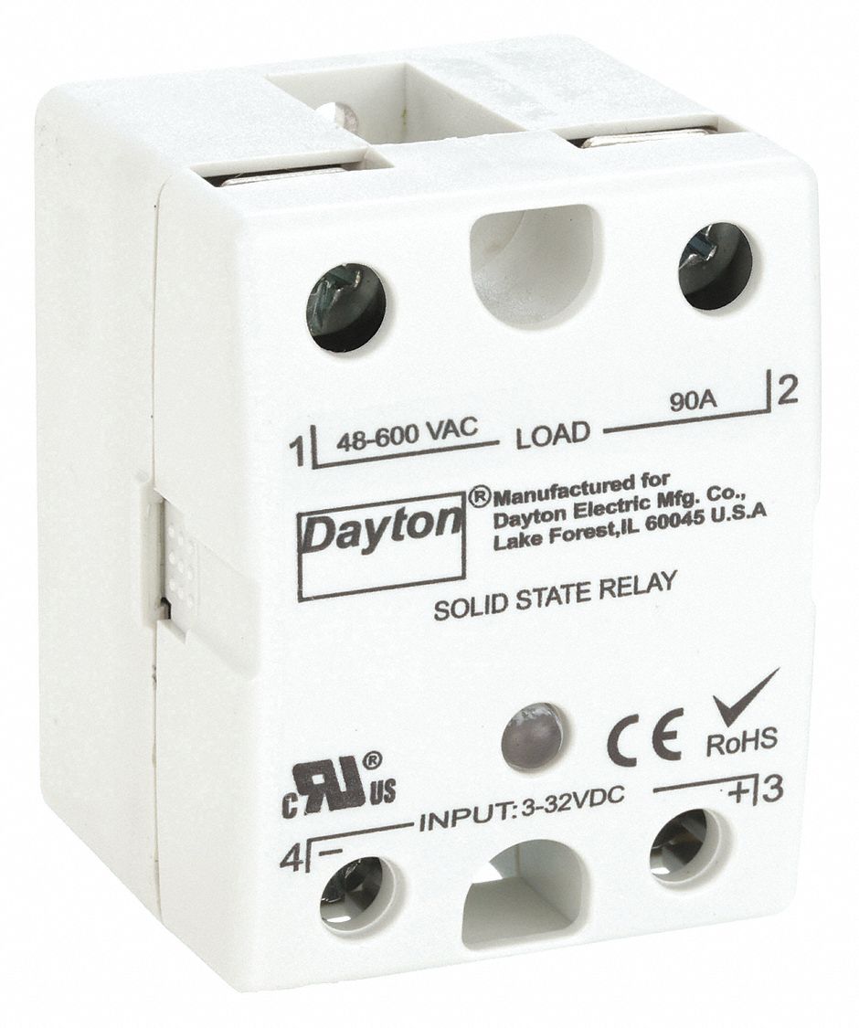 DAYTON, Surface Mounted, 90 A Max Output Current, Solid State Relay ...