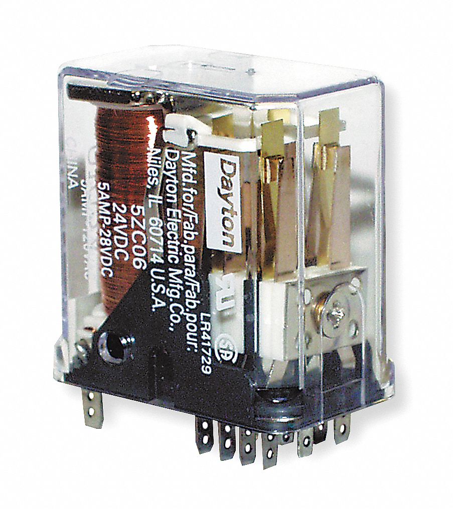 12V DC Coil Volts, 5A @ 120V AC Contact Rating - Relay, 5A @ 28V DC ...
