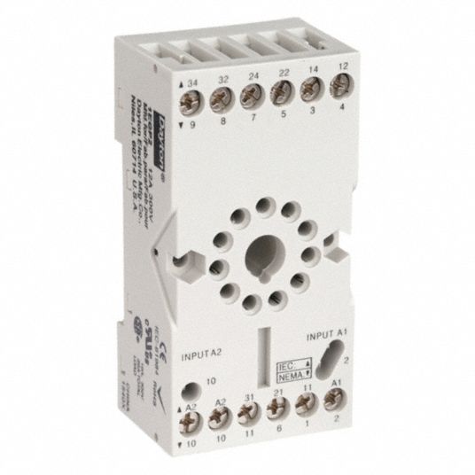 DAYTON, 12 A Rating, DIN-Rail Socket Mounting, Relay Socket - 1EGP2 ...