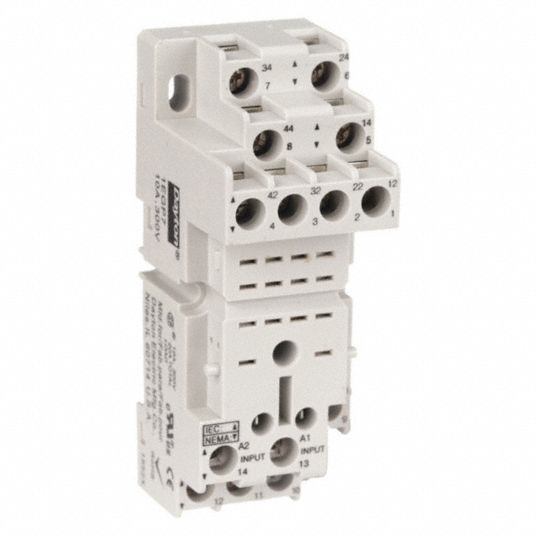 DAYTON, 10 A Rating, DIN-Rail & Surface Socket Mounting, Relay Socket ...
