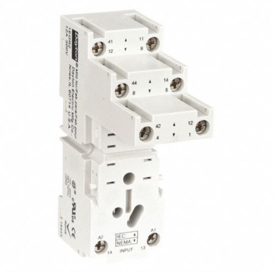 DAYTON, 12 A Rating, DIN-Rail & Surface Socket Mounting, Relay Socket ...