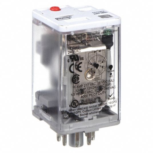 240V AC Coil Volts, 10A @ 277V AC Contact Rating - Relay, 10A @ 28V DC ...