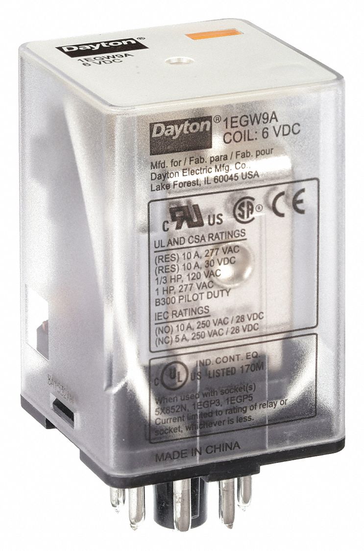 DAYTON, Socket Mounted, 10 A Current Rating, General Purpose Relay ...