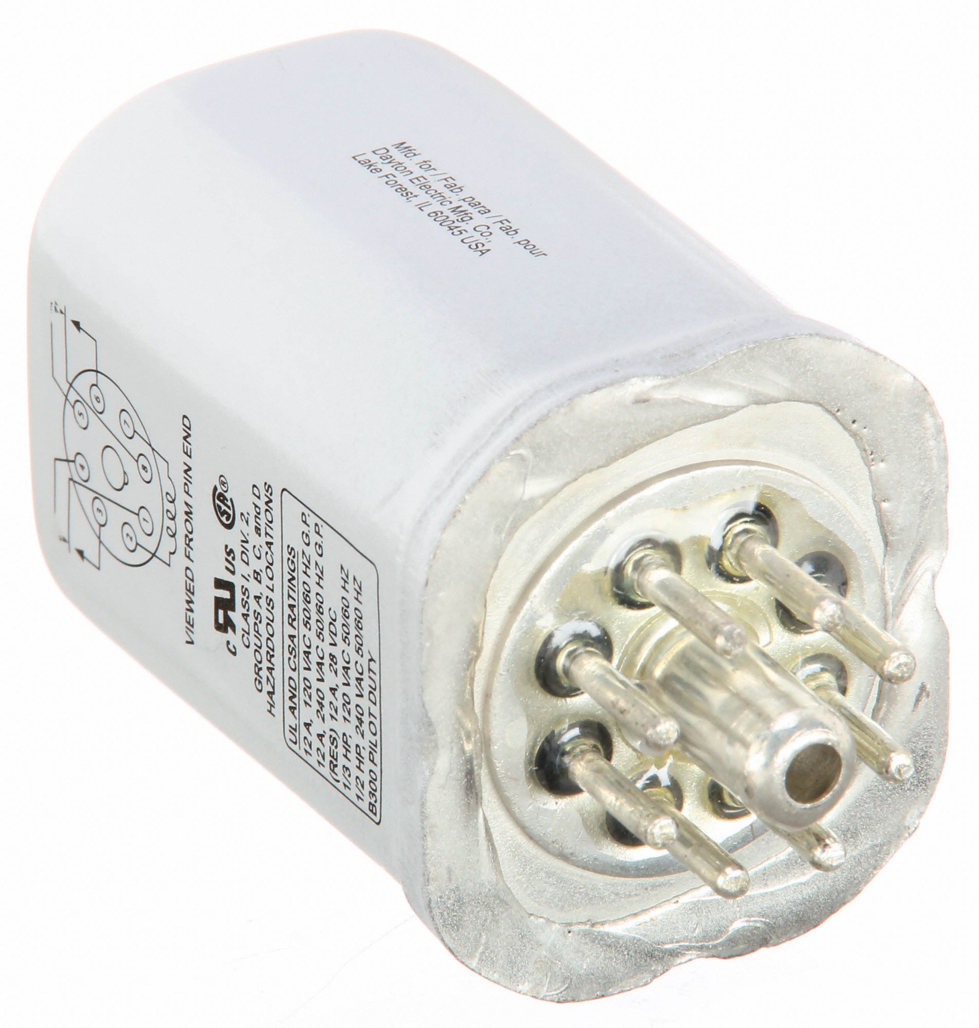 DAYTON Hermetically Sealed Relay: 8 Pins - Relay, DPDT, 12A @ 240V, 12A ...