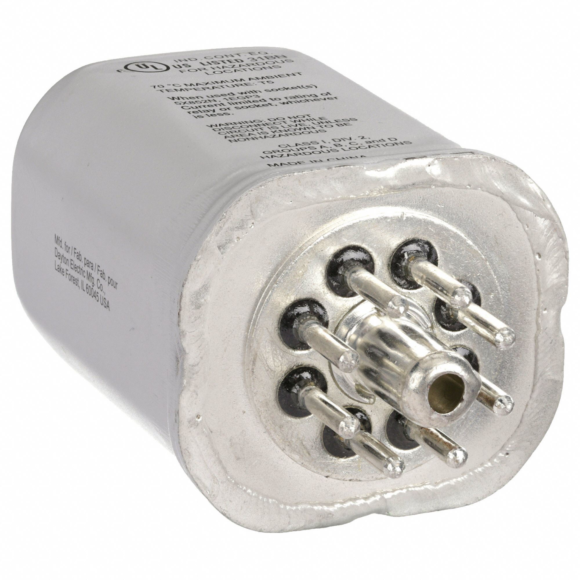 DAYTON Hermetically Sealed Relay: 8 Pins - Relay, DPDT, 12A @ 240V, 12A ...