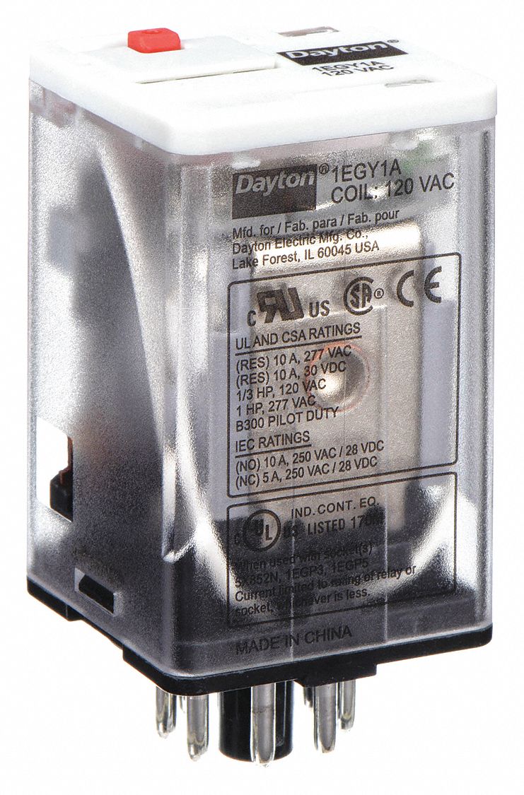 DAYTON, Socket Mounted, 10 A Current Rating, General Purpose Relay ...
