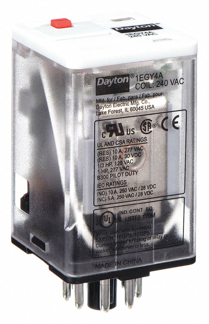 DAYTON, Socket Mounted, 10 A Current Rating, General Purpose Relay - 1EGY4|1EGY4 - Grainger