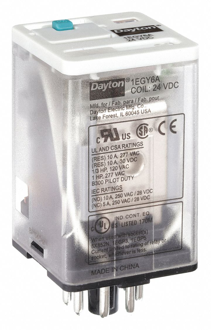 DAYTON, Socket Mounted, 10 A Current Rating, General Purpose Relay ...