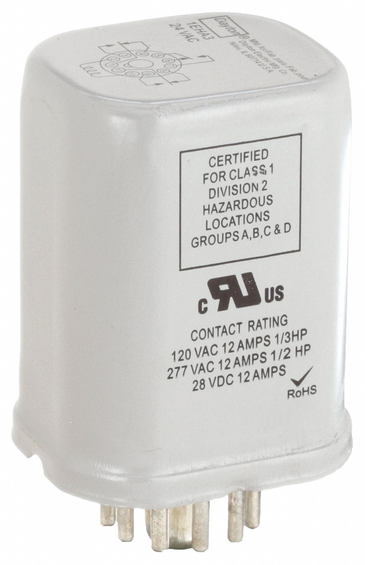 Hermetically Sealed Relay, 24V AC Coil Volts, 12A @ 240V AC Contact ...