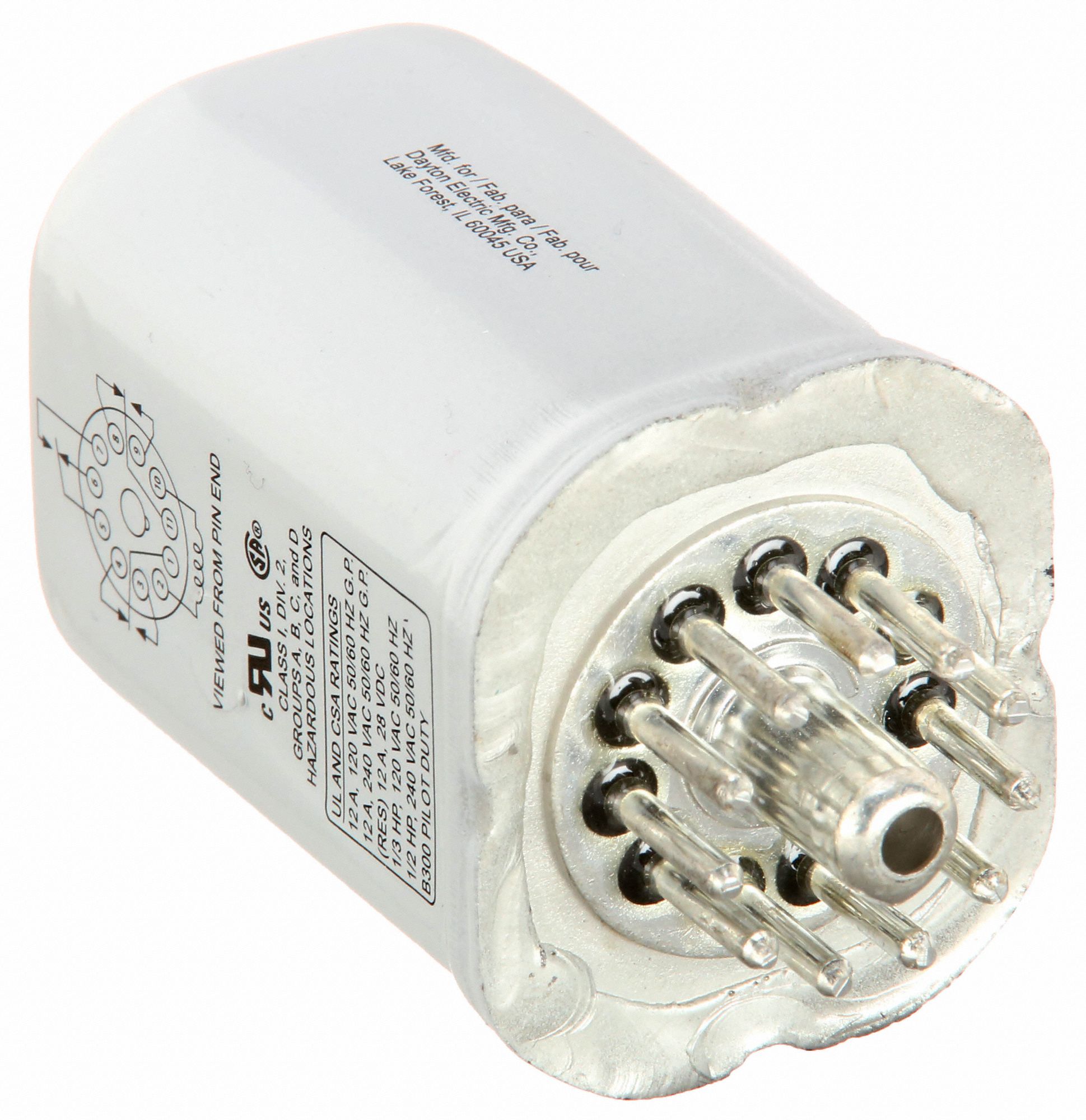 DAYTON Hermetically Sealed Relay: 11 Pins - Relay, 3PDT, 12A @ 240V ...