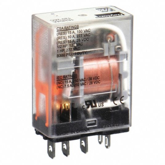 DAYTON, Socket Mounted, 15 A Current Rating, General Purpose Relay ...
