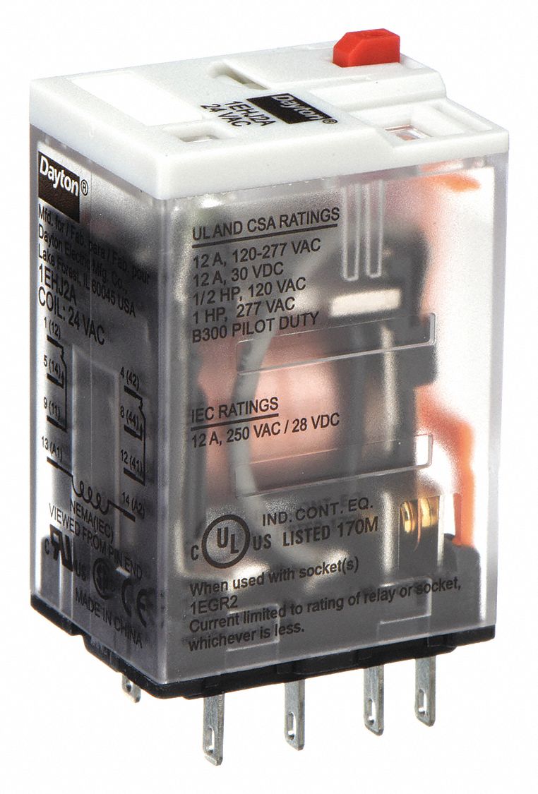 24V AC Coil Volts, 12A @ 277V AC Contact Rating - Relay, 12A @ 28V DC Contact Rating - Relay ...