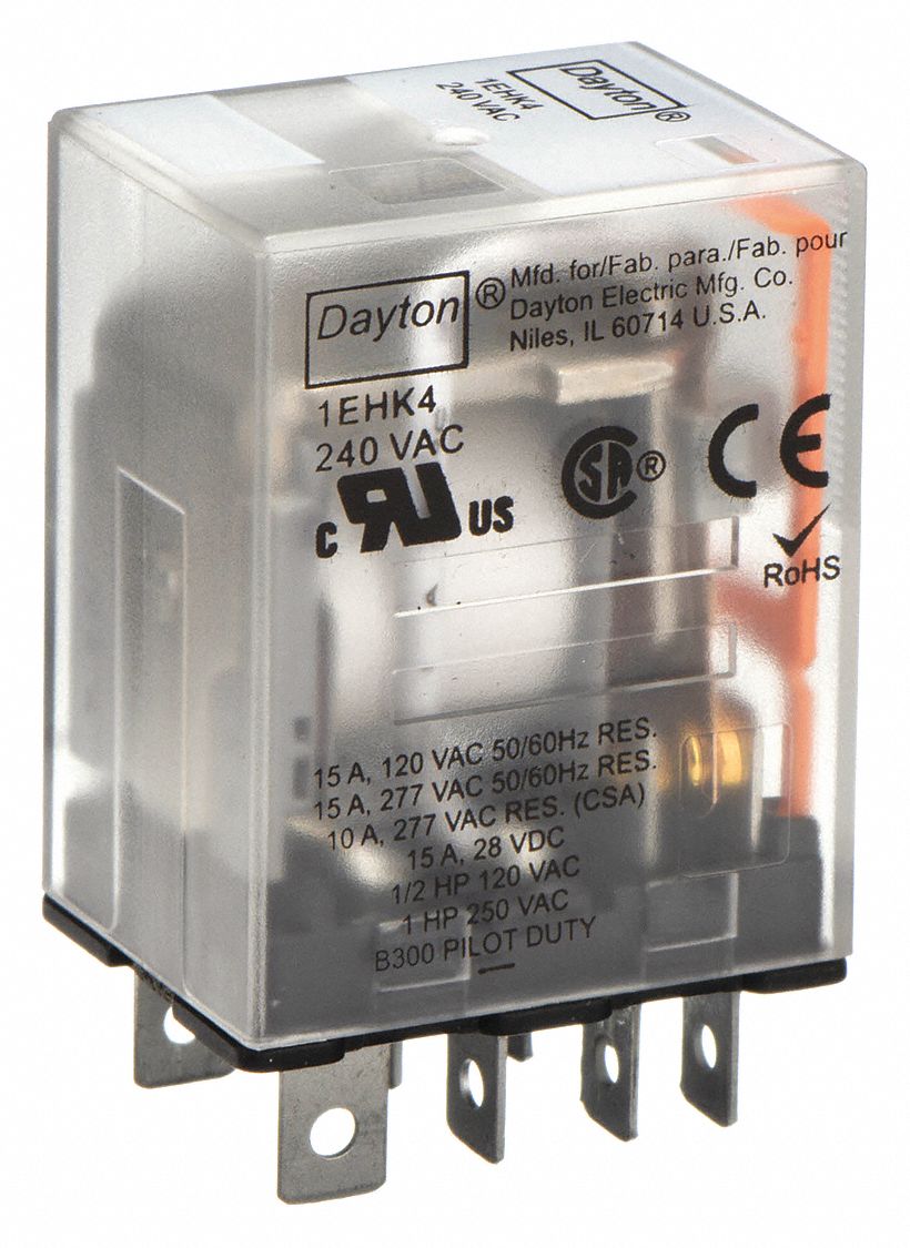 General Purpose Relay, 240V AC Coil Volts, 15A @ 277V AC Contact Rating - Relay - Grainger