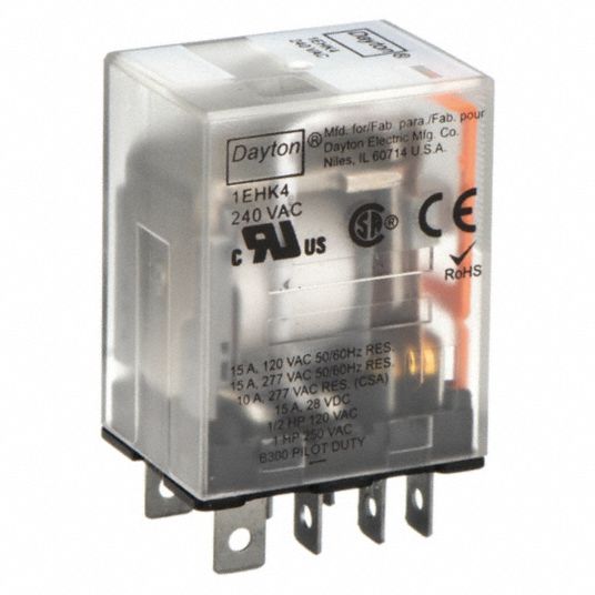 General Purpose Relay, 240V AC Coil Volts, 15A @ 277V AC Contact Rating - Relay - Grainger