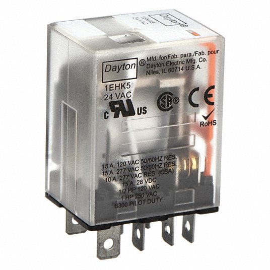 DAYTON, Socket Mounted, 24V AC, General Purpose Relay - 1EHK5|1EHK5 ... DAYTON, Socket Mounted, 24V AC, General Purpose Relay - 1EHK5|1EHK5 ...