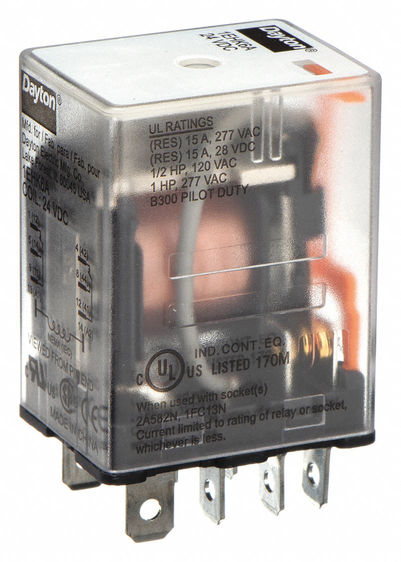 24V DC Coil Volts, 15A @ 277V AC Contact Rating - Relay, 15A @ 28V DC Contact Rating - Relay ...