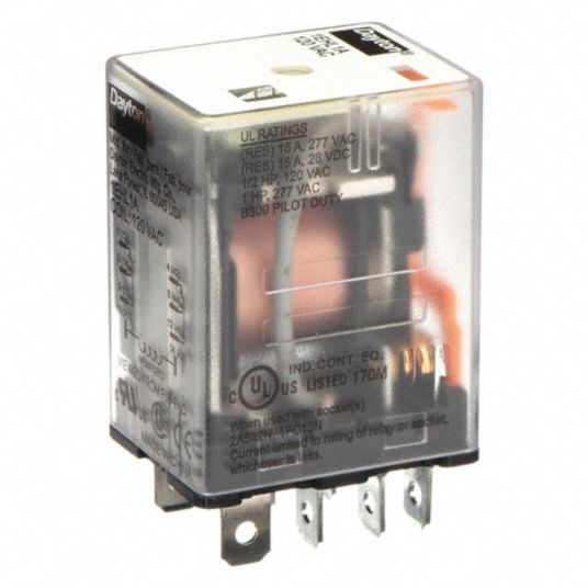 120V AC Coil Volts, 15A @ 277V AC Contact Rating - Relay, 15A @ 28V DC ...