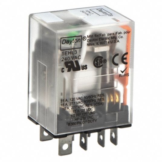DAYTON, Socket Mounted, 240V AC, General Purpose Relay - 1EHL3|1EHL3 ...