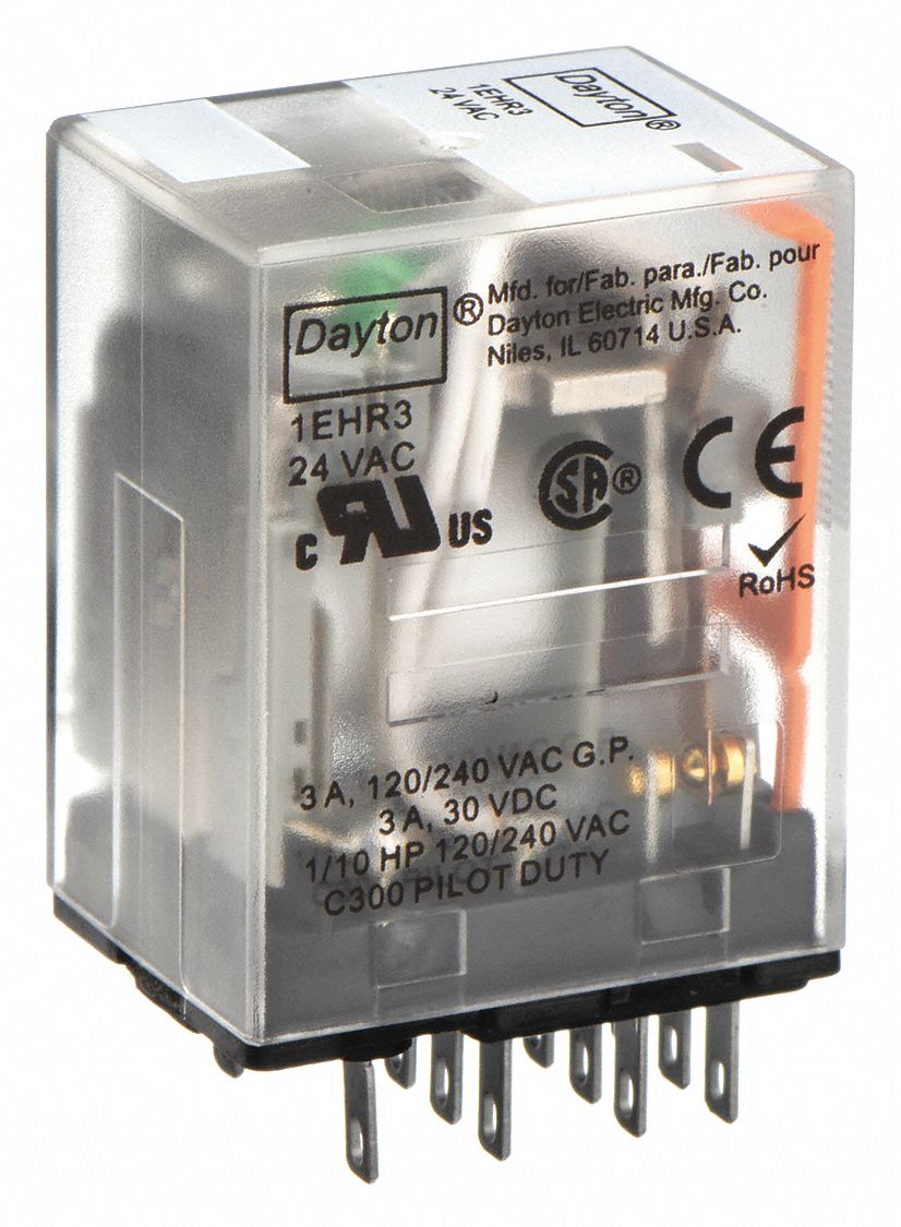 General Purpose Relay, 24V AC Coil Volts, 3A @ 240V AC Contact Rating - Relay - Grainger