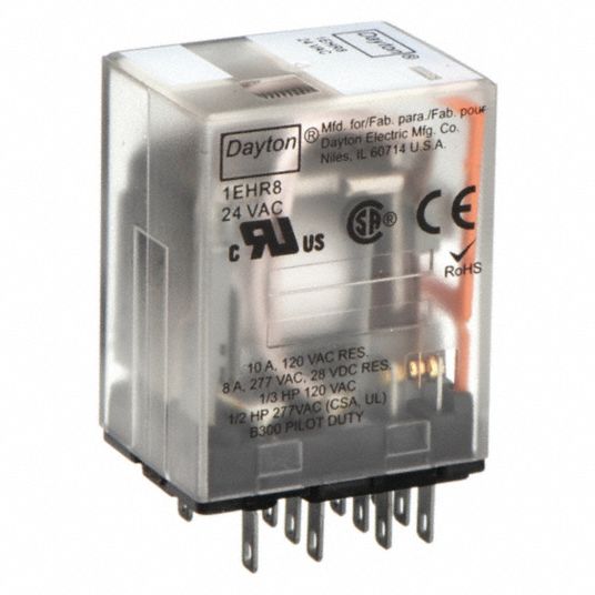 General Purpose Relay, 24V AC Coil Volts, 6A @ 277V AC Contact Rating - Relay - Grainger