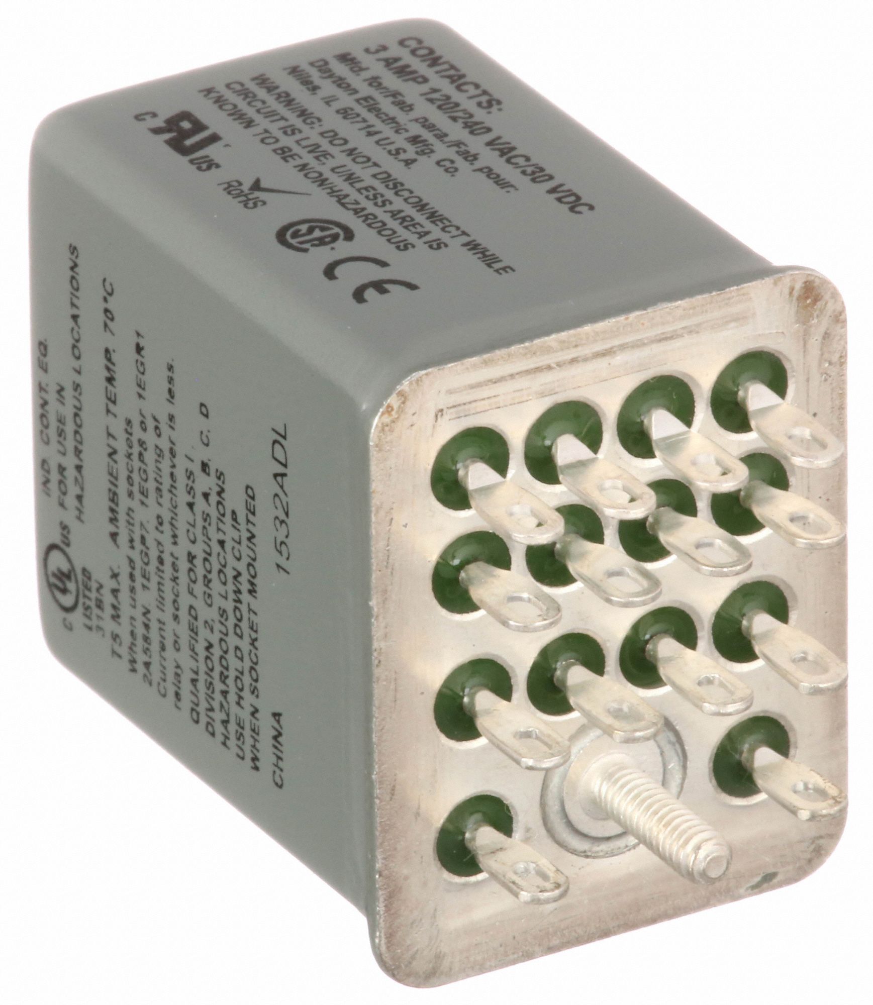 DAYTON Hermetically Sealed Relay: 14 Pins - Relay, 4PDT, 3A @ 240V, 3A ...