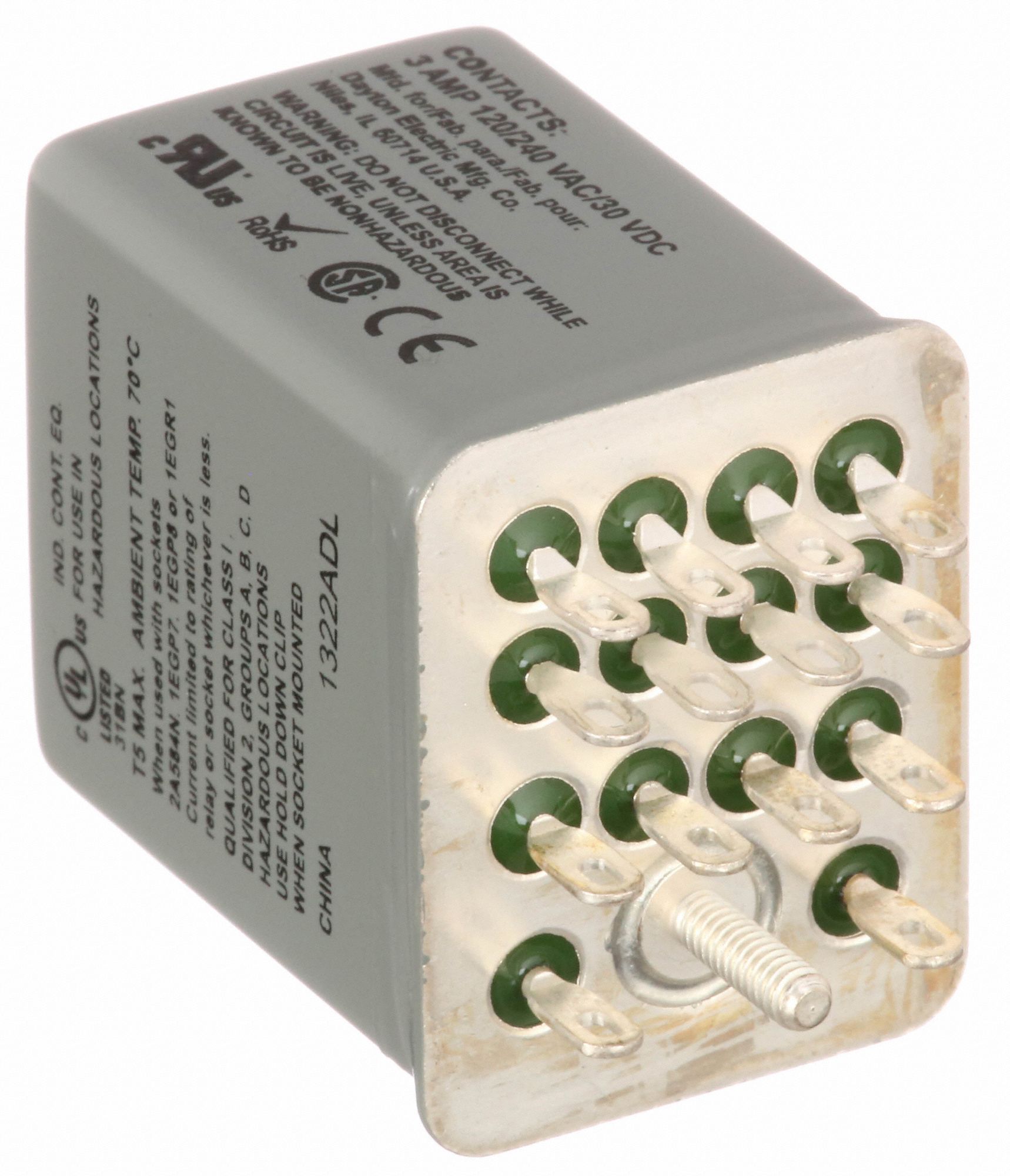 DAYTON Hermetically Sealed Relay: 14 Pins - Relay, 4PDT, 3A @ 240V, 3A ...