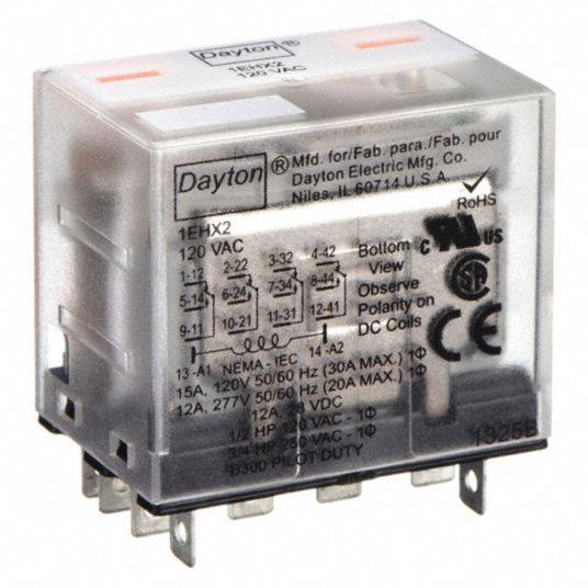 DAYTON, Socket Mounted, 120V AC, General Purpose Relay - 1EHX2|1EHX2 - Grainger