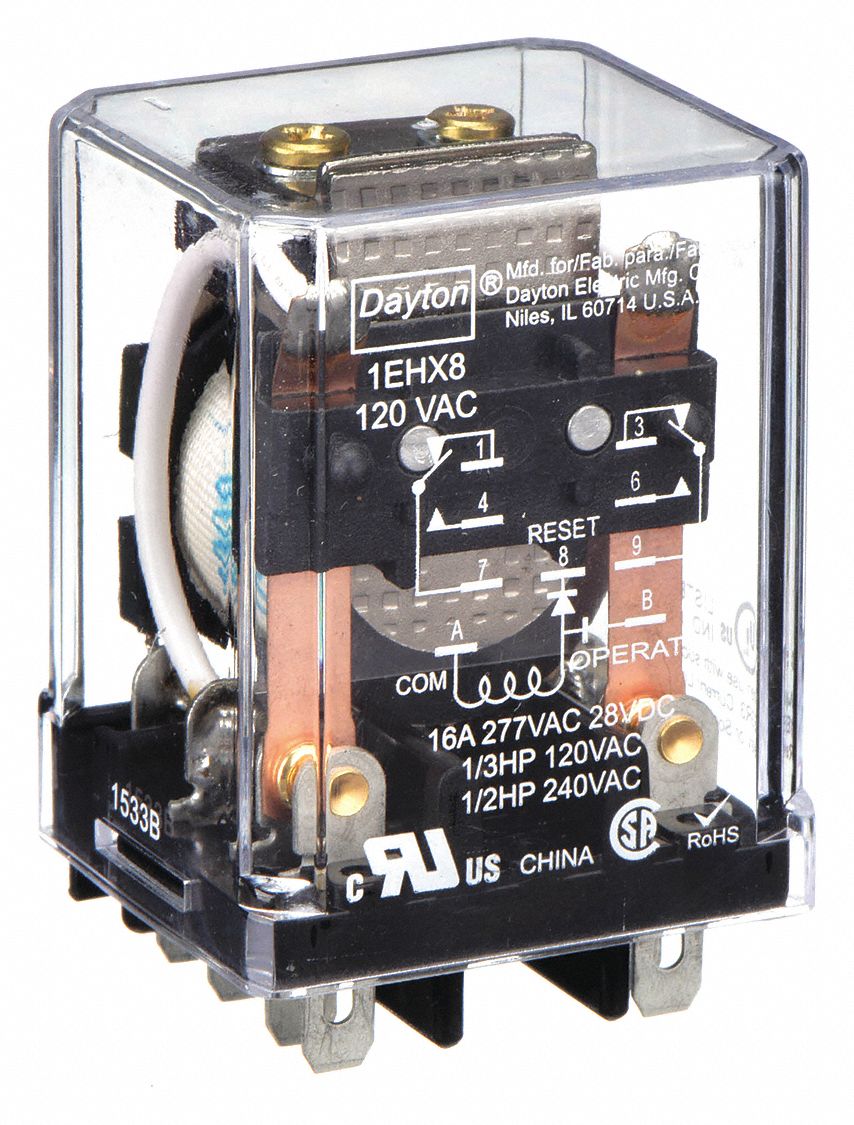 120V AC Coil Volts, 10A @ 277V AC Contact Rating - Relay, 10A @ 28V DC ...