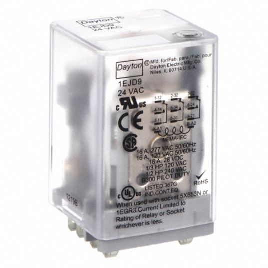 DAYTON, Socket Mounted, 10 A Current Rating, General Purpose Relay ...