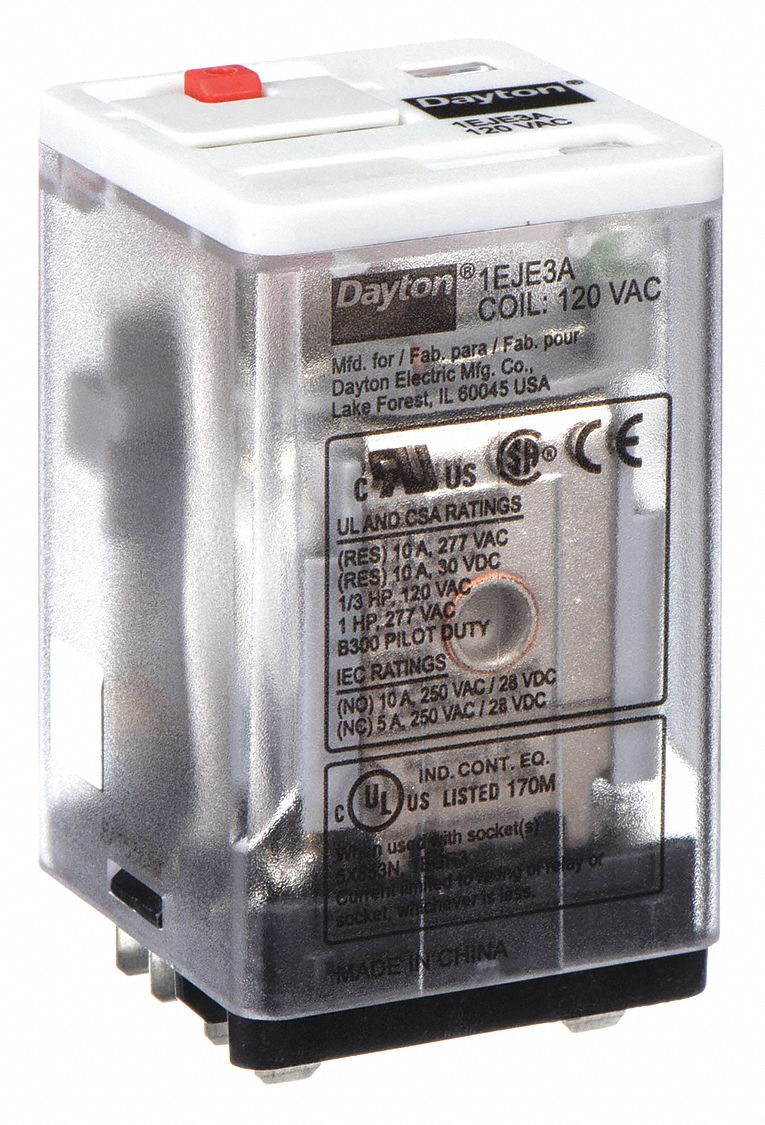 DAYTON, Socket Mounted, 10 A Current Rating, General Purpose Relay ...