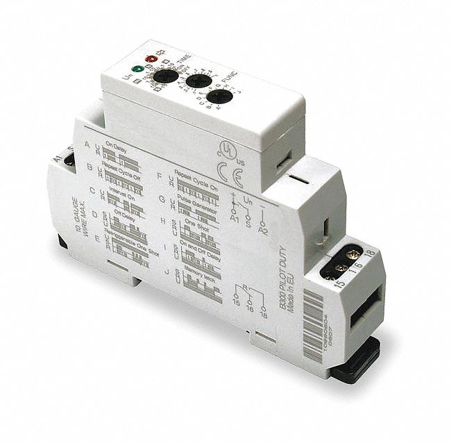 DAYTON Relevador Temporizador, Voltaje de Bobina 12 a 240VCA/CD, 15A ...
