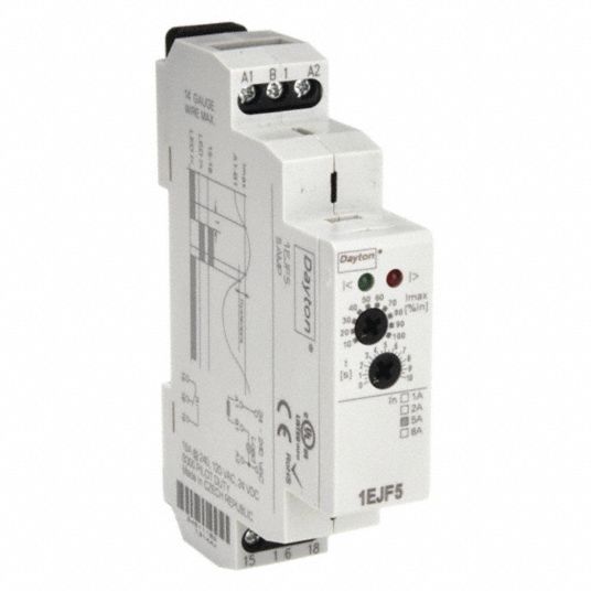 DAYTON, DIN-Rail Mounted, 15 A Current Rating, Adjustable Current ...