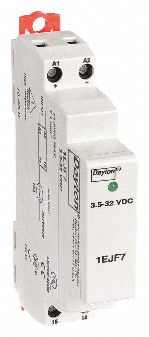 DAYTON, DIN-Rail Mounted, 15 A Max Output Current, Solid State Relay ...