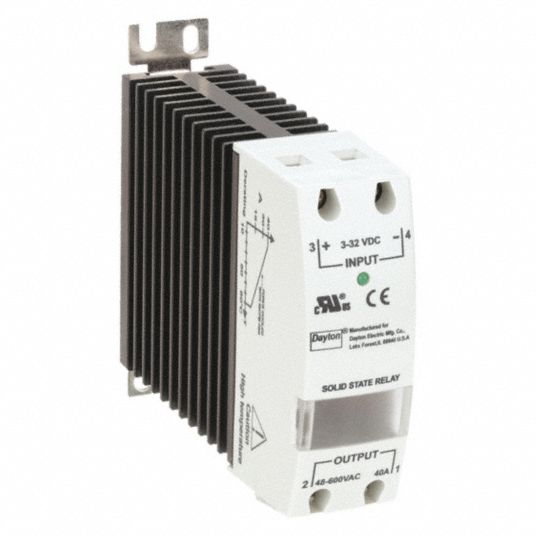 DAYTON, DIN-Rail & Surface Mounted, 40 A Max Output Current, Solid ...