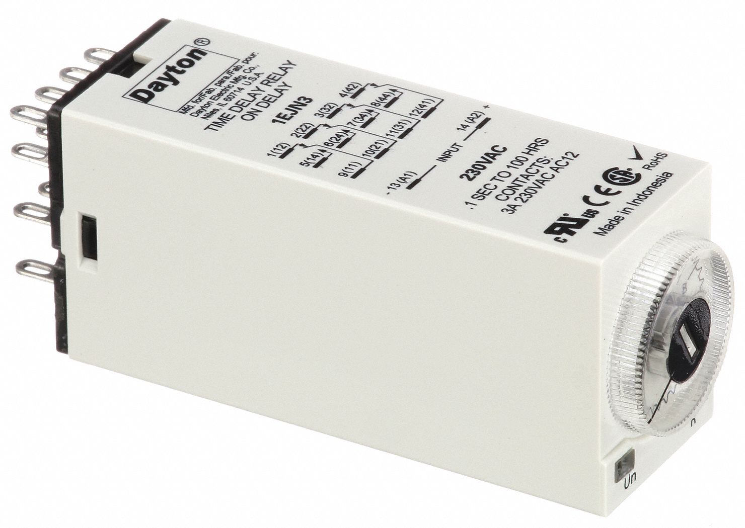 DAYTON, Socket Mounted, 240V AC, Single Function Time Delay Relay ...