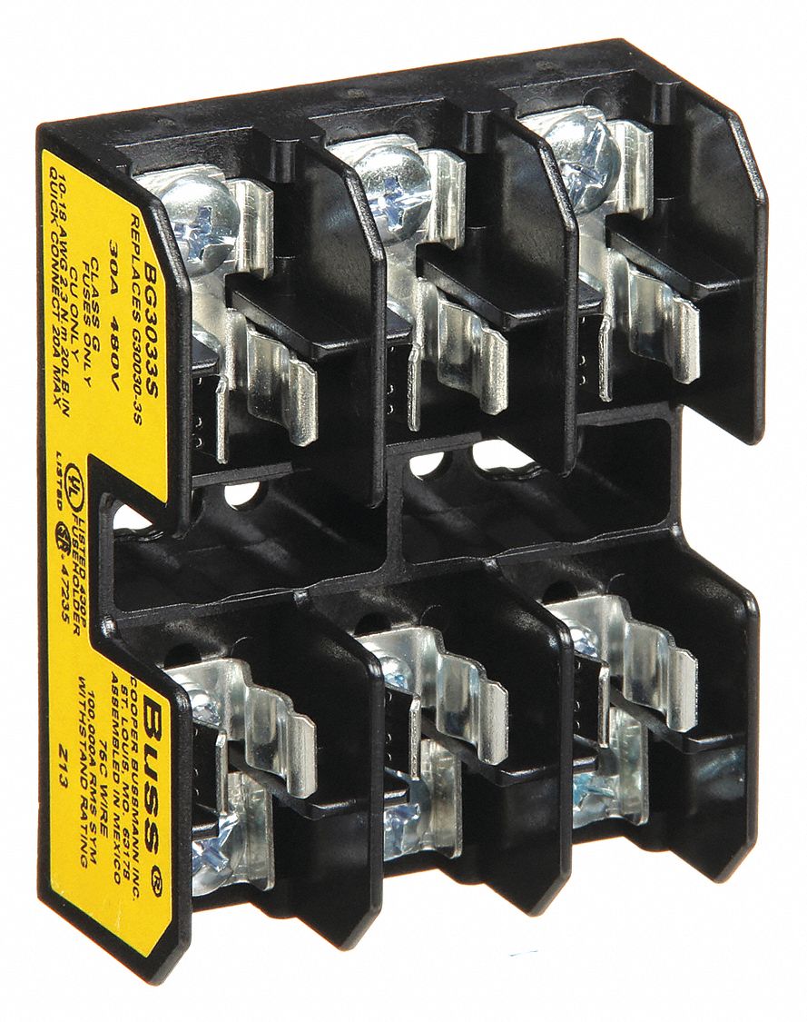 BUSSMANN, Open Block Design, 3 Pole, Fuse Block - 1EK98|BG3033S - Grainger
