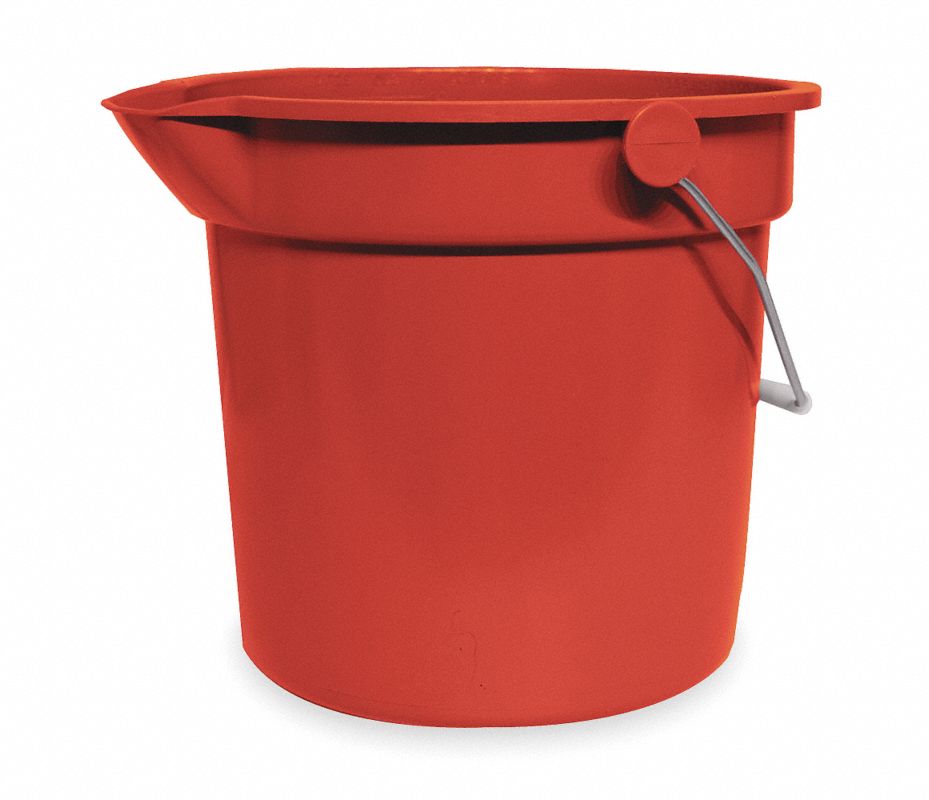 TOUGH GUY Cubeta, Cubeta, 3-1/2 gal., Plástico, Sí, Sí, Rojo, 13", 11 ...