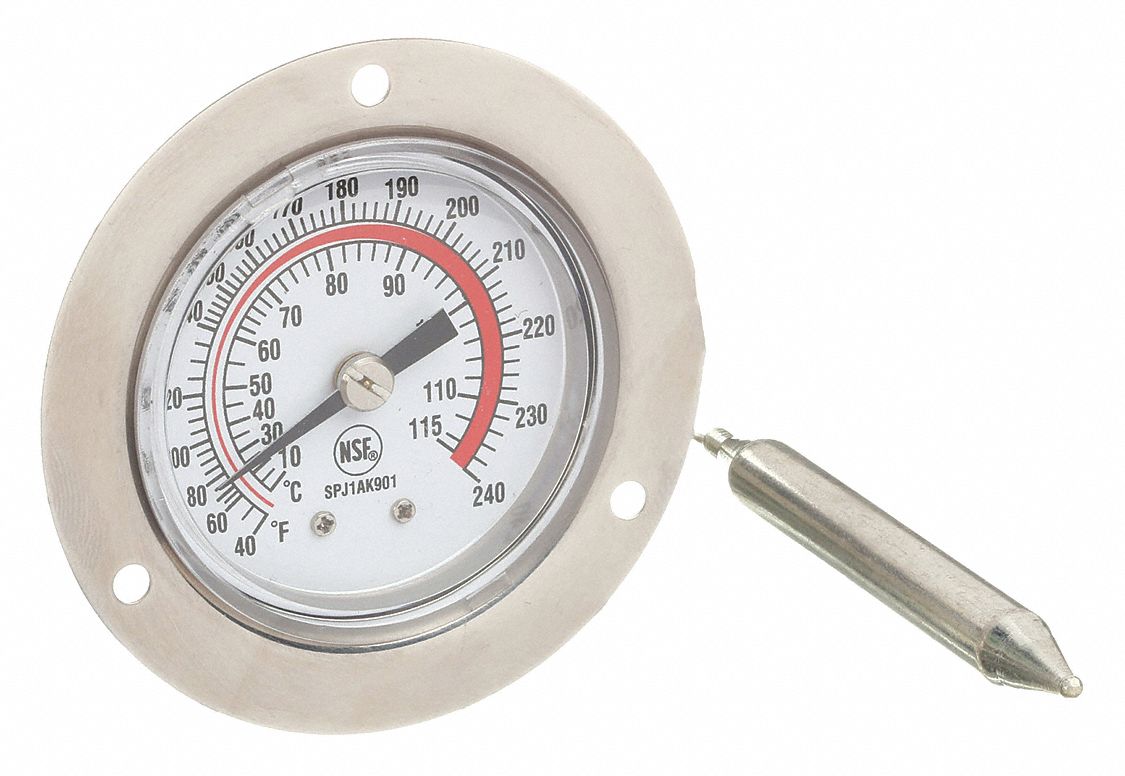 40° To 240°f 5° To 115°c 2 In Dial Dia Analog Panel Mount Thermometer