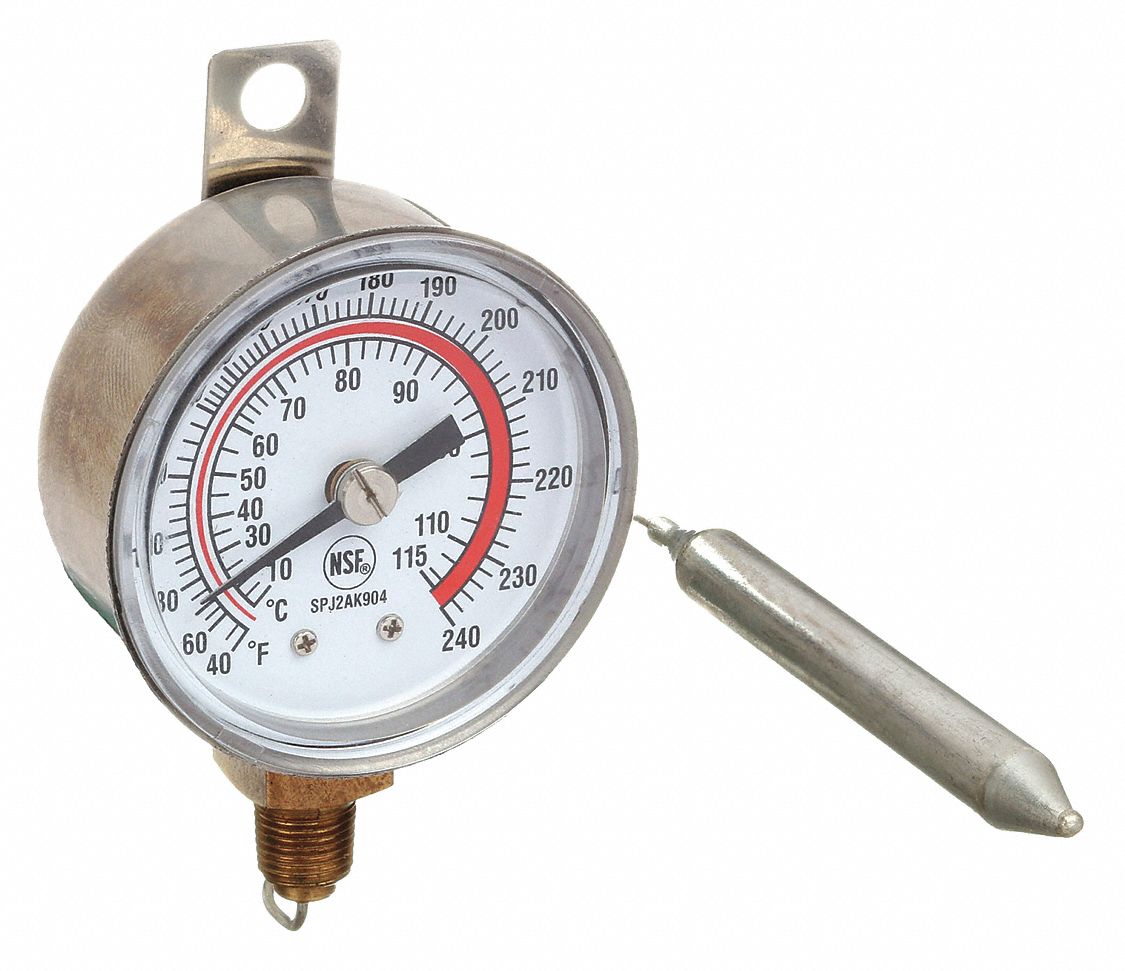 40° to 240°F/5° to 115°C, 2 in Dial Dia, Analog Panel Mount Thermometer ...