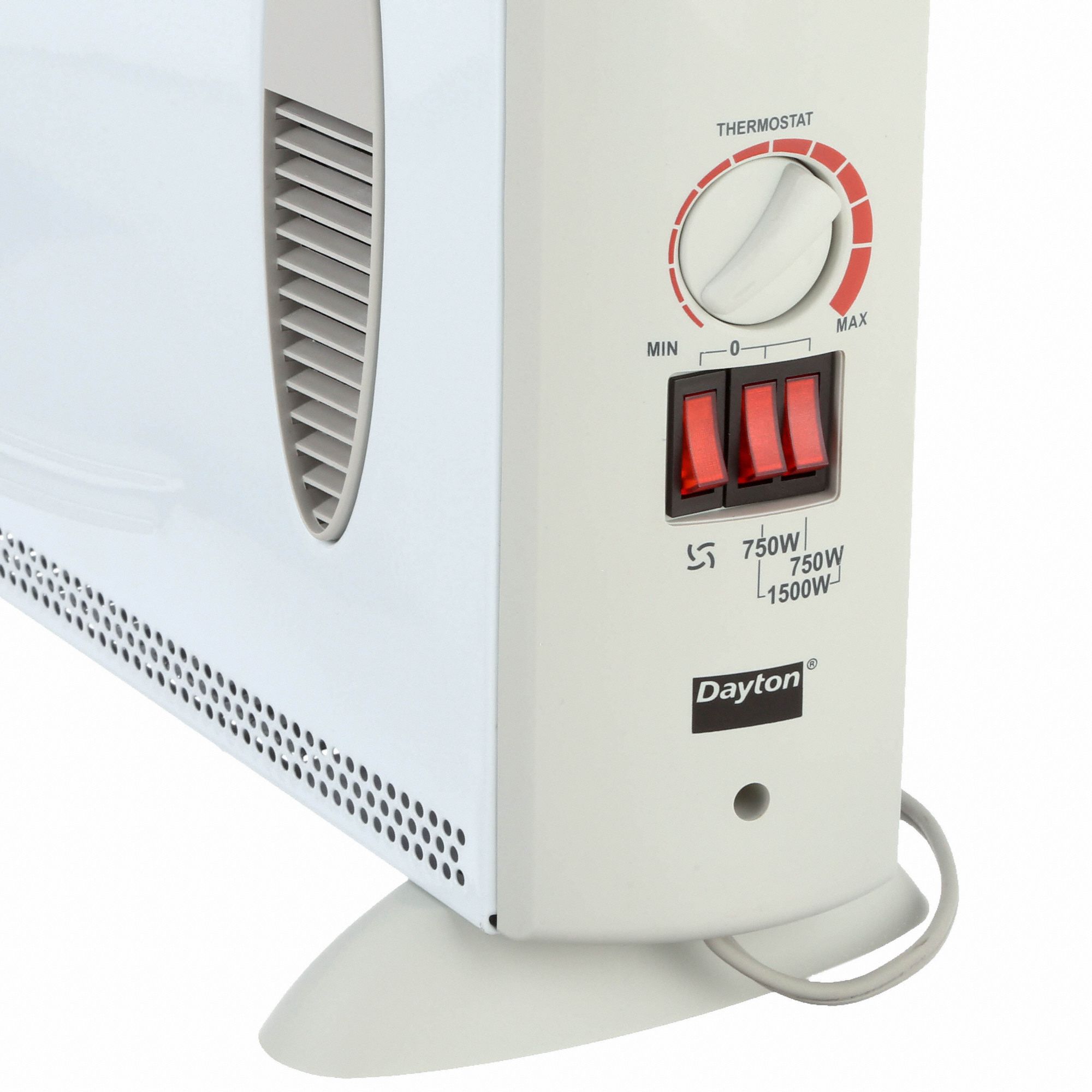 DAYTON Electric Baseboard Heater: 750W/1500W, Overheat Protection, Gray ...