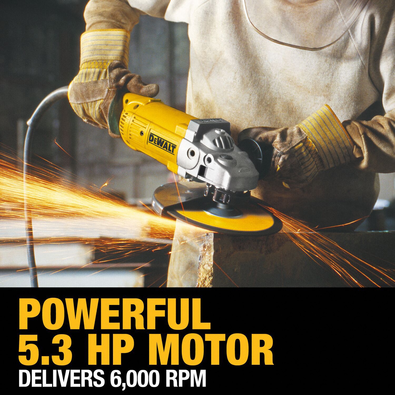 DEWALT Angle Grinder: 15 A, 6,000 RPM Max. Speed, Trigger, Adj Guard, 7 ...