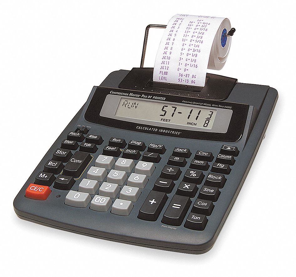 Construction Calculator, 7 Normal, 4 Fraction Display Digits, 13 1/4 in ...