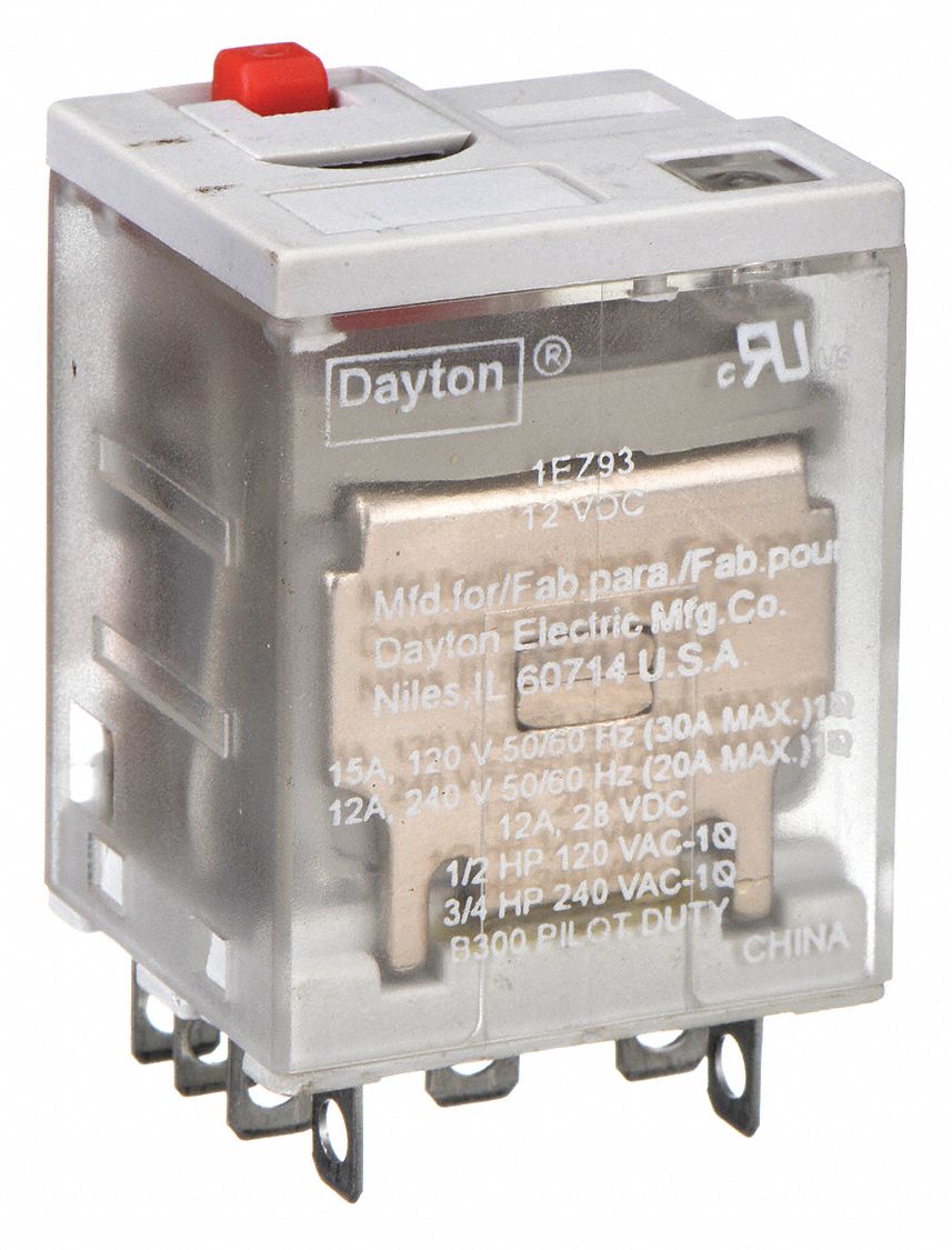 DAYTON, Socket Mounted, 12V DC, General Purpose Relay - 1EZ93|1EZ93 - Grainger