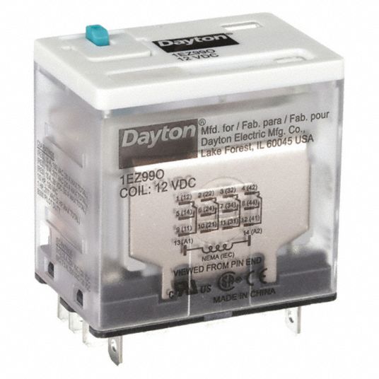 General Purpose Relay, 12V DC Coil Volts, 15A @ 277V AC Contact Rating - Relay - Grainger