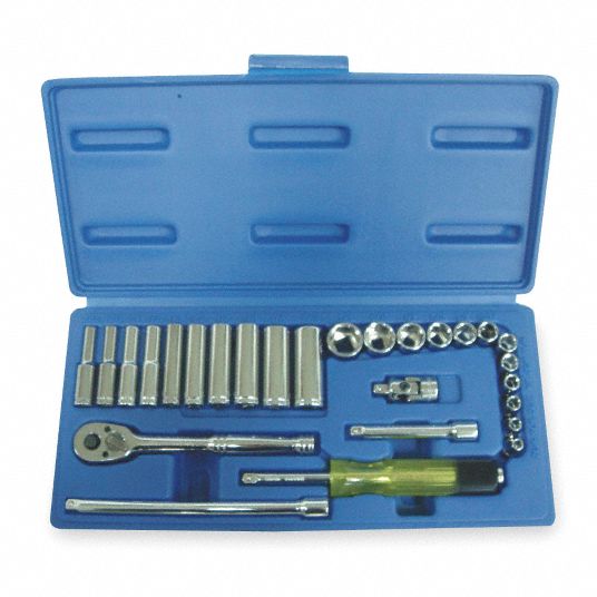 WESTWARD Socket Wrench Set: 1/4 in Drive Size, 27 Pieces, 5/32 in to 9/ ...