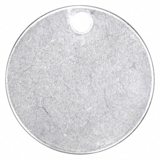 Blank Identification Tag, Tag Shape Round, Diameter 1 1/4 in, Height 1 ...