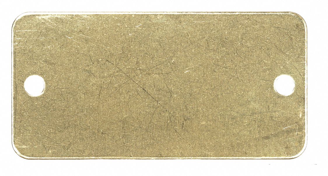 Blank Metal Tag, Height 1 1/2 in, Width 3 in, Brass, Yellow, PK 100 ...
