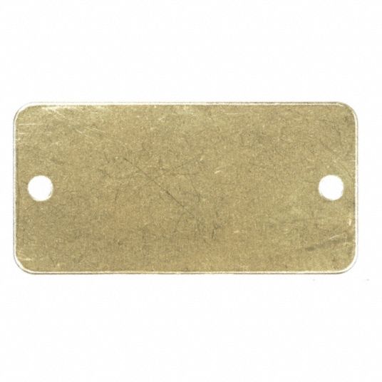 Blank Metal Tag, Height 1 1/2 in, Width 3 in, Brass, Yellow, PK 100 ...