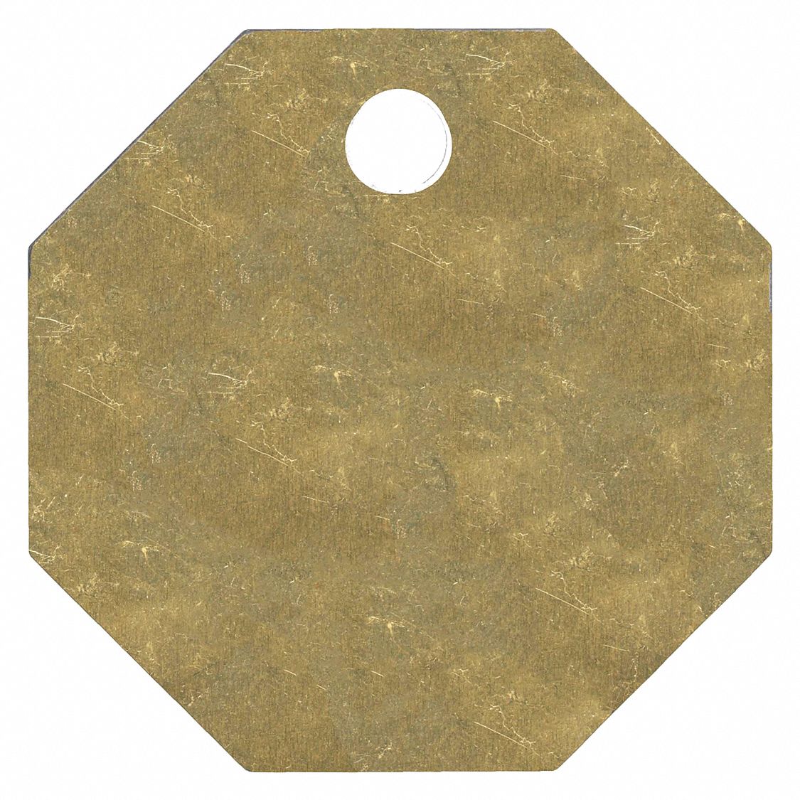 Blank Metal Tag, Tag Shape Octagon, Width 1 1/2 in, Brass, Yellow, PK ...