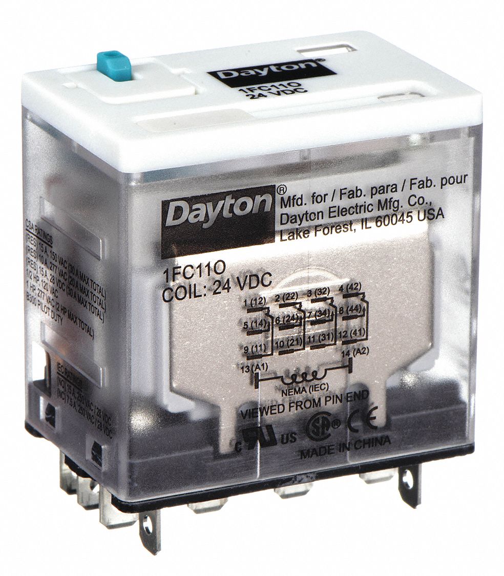 DAYTON, Socket Mounted, 24V DC, General Purpose Relay - 1FC11|1FC11 ... DAYTON, Socket Mounted, 24V DC, General Purpose Relay - 1FC11|1FC11 ...